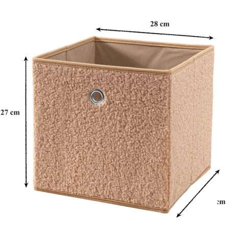 Cubo plegable de tejido bouclé beige - H27 cm