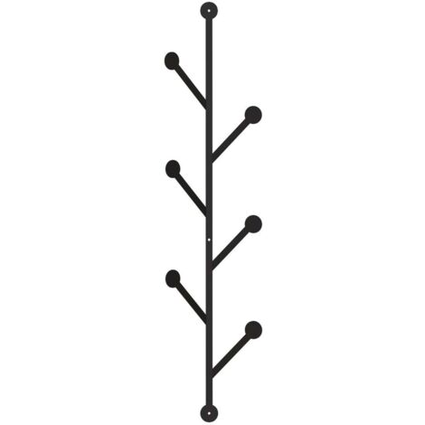 Perchero mural vertical con 6 ganchos en metal negro H94 cm - PONPON