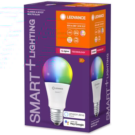 LEDVANCE Smart+ Lampe mit ZigBee Technologie, 9W, A60, matt, Sockel E27, Lichtfarbe RGBW ...
