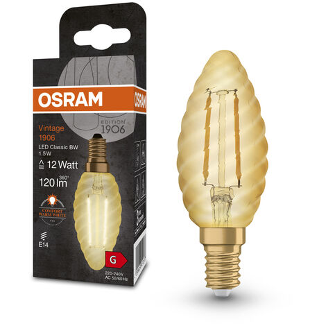 OSRAM LED-Lampen, Vintage-Edition, 12 Watts Ersatz, E14, B-shape, 2400 ...