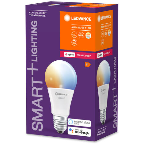 LEDVANCE Smart+ Lampe mit ZigBee Technologie, 9W, A60, matt, Sockel E27, Lichtfarbe Tunable ...