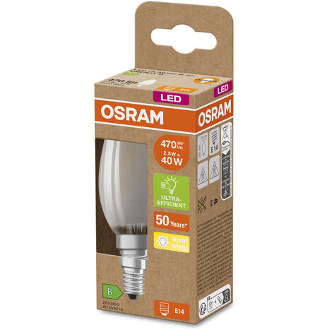 OSRAM SUPERSTAR+ CLASSIC B GLFR 40 LED-Lampe, E14, Minikerzenform, 2,5W, 470lm, 2700K ...