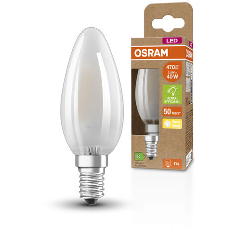 OSRAM SUPERSTAR+ CLASSIC B GLFR 40 LED-Lampe, E14, Minikerzenform, 2,5W, 470lm, 2700K ...