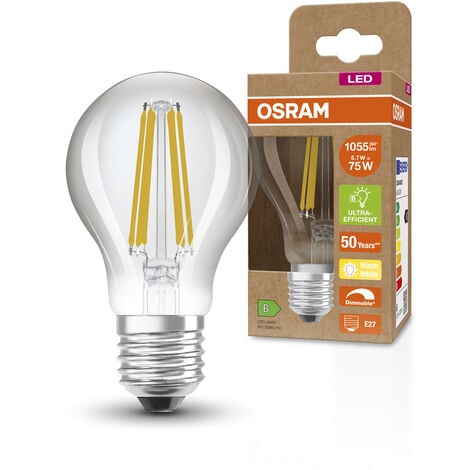 OSRAM SUPERSTAR+ CLASSIC A FIL 75 LED-Lampe, E27, Kolbenform, 5,7W, 1055lm, 2700K, warmweißes ...