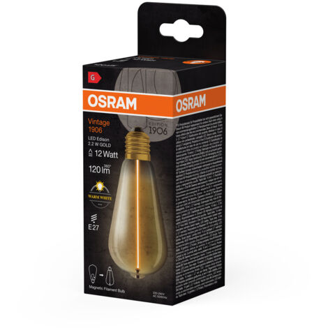 OSRAM LED-Lampen, Vintage-Edition, 12 Watts Ersatz, E27, ST64-shape ...