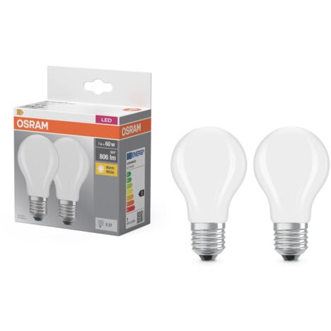 OSRAM BASE CLASSIC A GLFR 60 LED-Lampe mit Sockel E27, Kolbenform, Doppelpack, 6,5W, 806lm ...