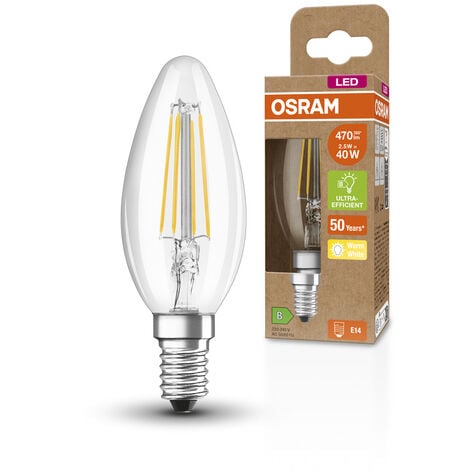 OSRAM SUPERSTAR+ CLASSIC B FIL 40 LED-Lampe, E14, Minikerzenform, 2,5W, 470lm, 2700K, warmweißes ...