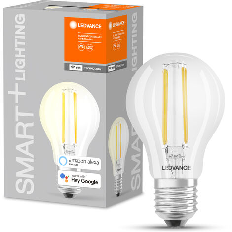 LEDVANCE Smarte LED-Lampe mit WiFi Technologie, Sockel E27, Dimmbar, Warmweiß (2700 K), ersetzt ...