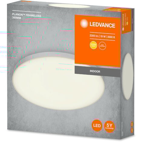 LEDVANCE LED Wand-und Deckenleuchte, Rahmenlose Panel Leuchte für Innen, Warmweiß (3000K), 19W ...