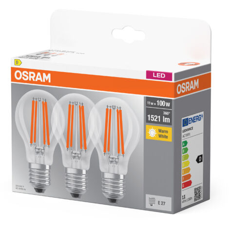 OSRAM LED BASE Classic A100, klare Filament LED-Lampen aus Glas für E27 Sockel, Birnenform ...