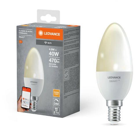 LEDVANCE Smarte LED-Lampe mit WiFi Technologie, Sockel E14, Dimmbar, Warmweiß (2700 K), ersetzt ...