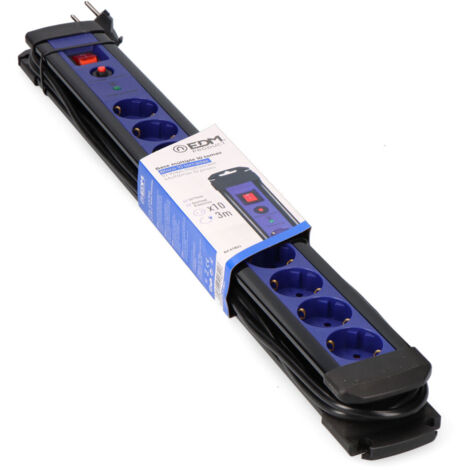 BASE MULTIPLE 10 TOMAS CON PROTECTOR + INTERRUPTOR 3m EDM
