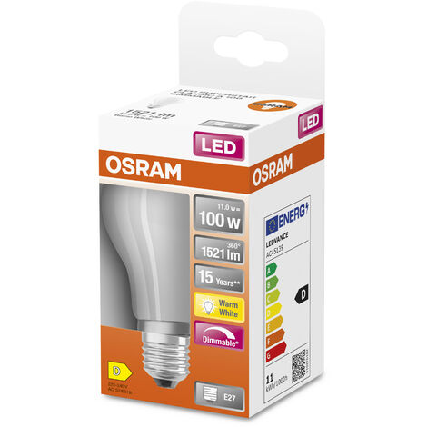 OSRAM Lampada LED - E27 - bianco caldo - 2700 K - 12 W - 100W equivalenti - LED Retrofit CLASSIC ...