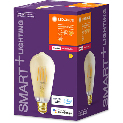 LEDVANCE lampadina Smart LED con ZigBee, base E27, dimmerabile, bianco caldo (2400K), forma ...