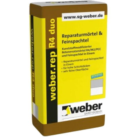 weber.rep R4 duo Reparaturmörtel & Feinspachtel Zementgrau, 20 kg