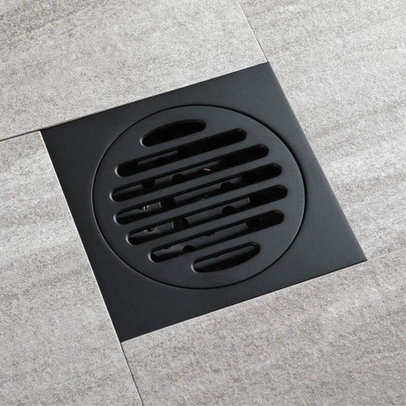 Black Brass Floor Drain 10 X 10 Cm Floor Drain Shower Toilet Bathroom Cover Invisible Drain Hideep Square Siphon Drain Black 002 4