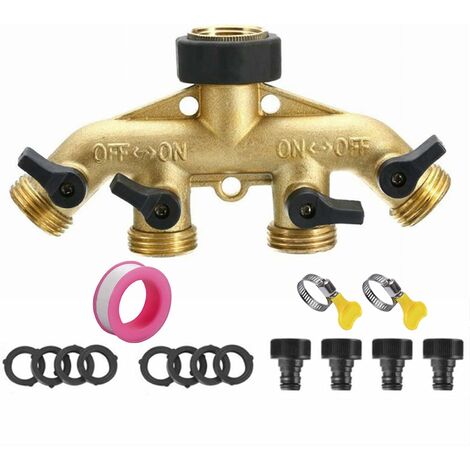 Y Tap Selector 4 Outlet Brass Valve Tap 4 Way Connector Distributor ...