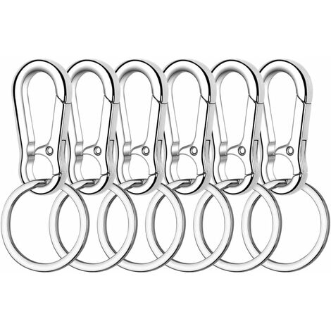 Set of 6 Rotating Detachable Carabiner Metal Carabiner with Key Ring ...