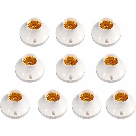 10Pcs E27 Screw Light Bulb Socket Holder Round Plastic Base Edison Screw Socket E27 Light Bulb Screw Lamp Socket Holder White HIASDFLS