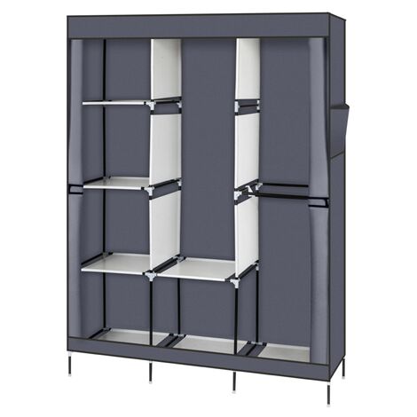 71" Portable Wardrobe Clothes Closet Rack Storage Organizer with Shelf Grey