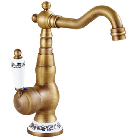 Rubinetto Cucina Ottone Antico, Ceramica Miscelatore Monocomando Lavabo ...