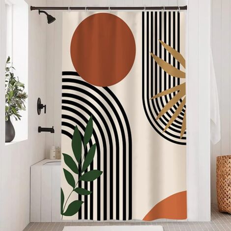 Tenda Doccia Resistente Alla Muffa, Tenda da Bagno Boho, Linee Nere ...