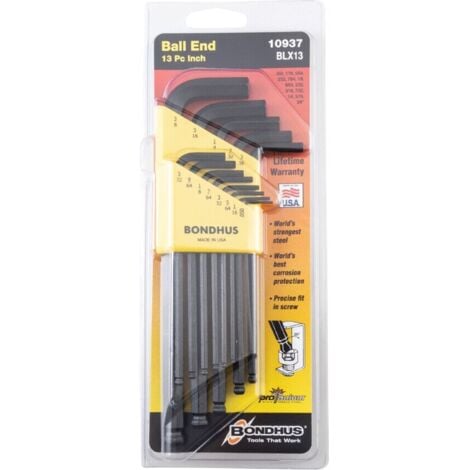 Bondhus 13pc Imperial AF Ball End Hex Allen Key Set BLX13 L-Wrench