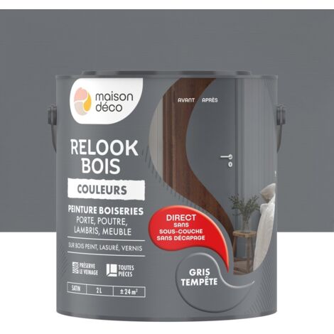 Relook vernice per legno MAISON DECO, grigio tempesta satinato, 2 l ...