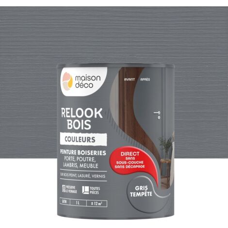 Relook vernice per legno MAISON DECO, grigio tempesta satinato, 1 l ...