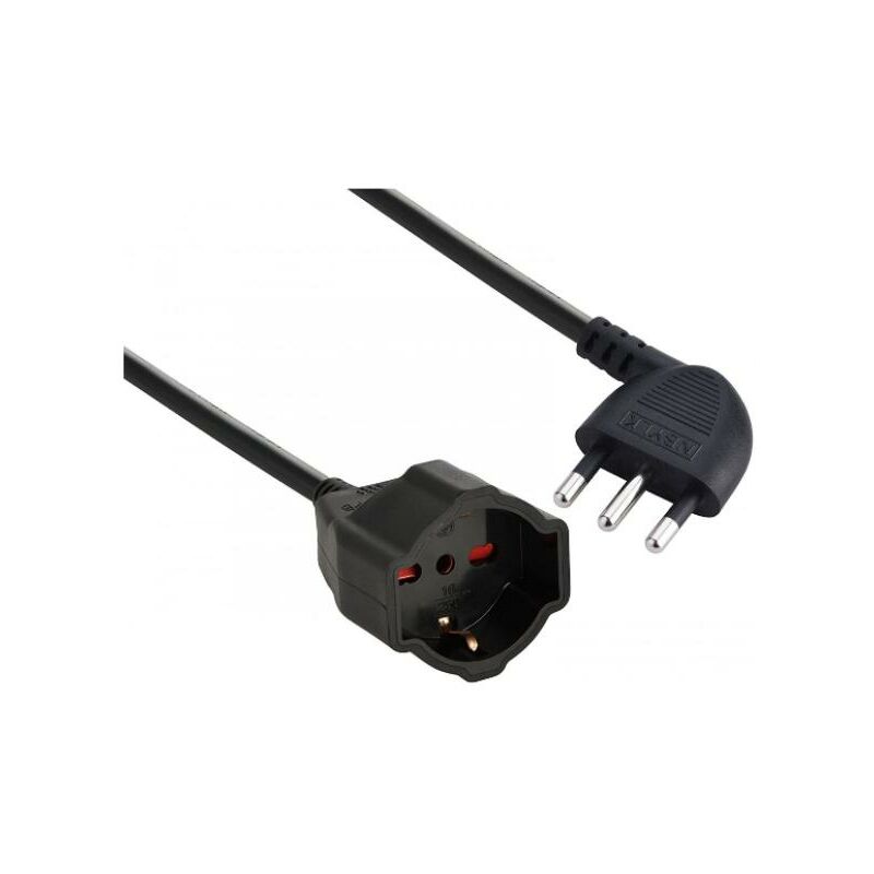 Electraline 90-grad-stecker verlängerung 3 meter 3g1.5 schwarz - 46107