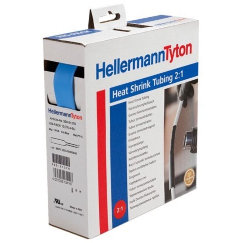 Hellermann tyton schrumpfschlauch 2:1 mb 12,7/ 6,4 bu 5 meter blau 300-31276