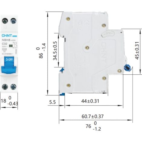 Interruptor magnetotérmico compacto chint 1p+n 1 módulo 25a 4,5ka - 190238