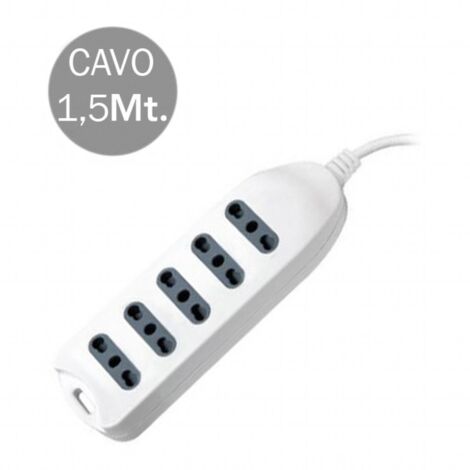 Multienchufe 5 tomas 10/16a bipass 3500w con 1.5m de cable de conexio'n a la pared, color blanco ...