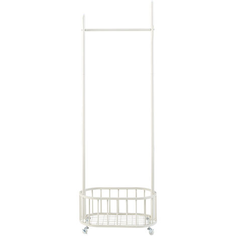 Perchero burro Risør con ruedas cesto acero 175x60x32cm - Blanco [en.casa]