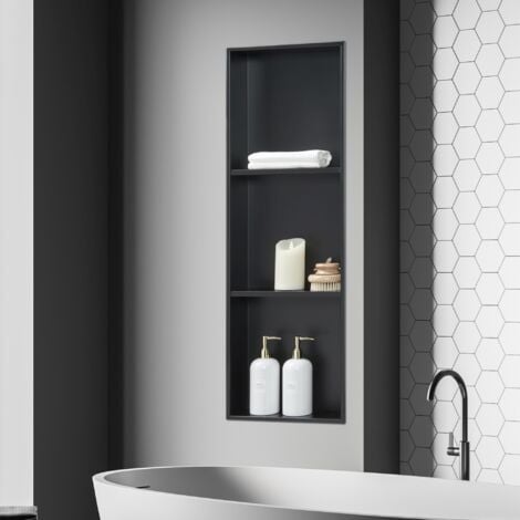 Nicho de ducha Kristinehamn 3 niveles acero inoxidable 92x32x10cm ...