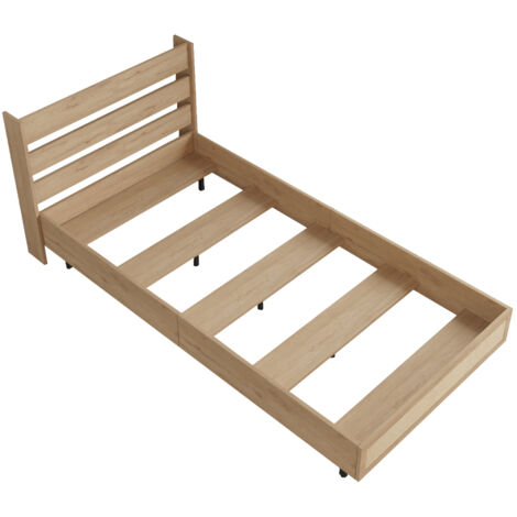 Cama simple Kvænangen con cabecero 100x200cm - Roble y Ratán [en.casa]