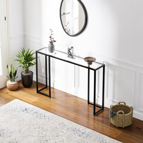 Mesa consola Ouby 120x25x73 cm con tablero de vidrio templado - Negro ...