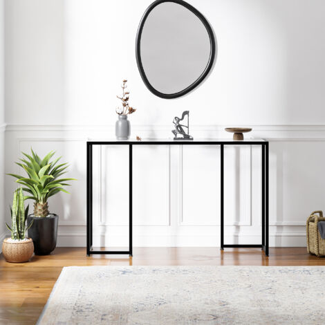 Mesa consola Ouby 120x25x73 cm con tablero de vidrio templado - Negro ...