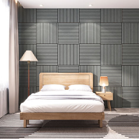 Set de 16 paneles acústicos Vang 3D 5,76 m² lamas lineales - Roble gris ...