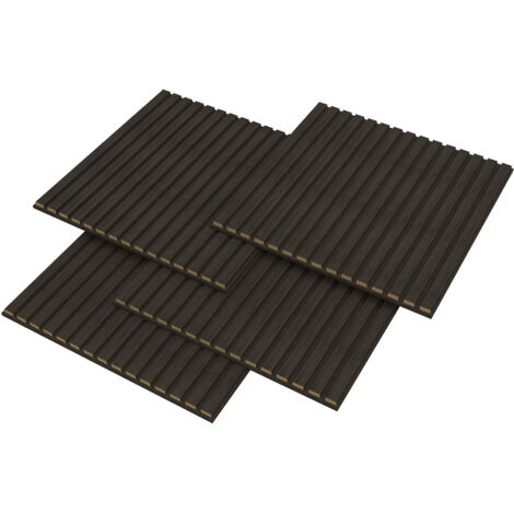 Set de 12 paneles acústicos Vang 3D 4,32 m² lamas lineales - Roble gris ...