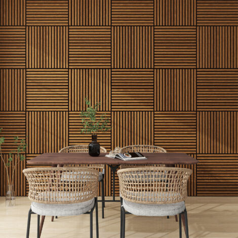 Set de 16 paneles acústicos Vang 3D 5,76 m² lamas lineales - Teca [NEU ...