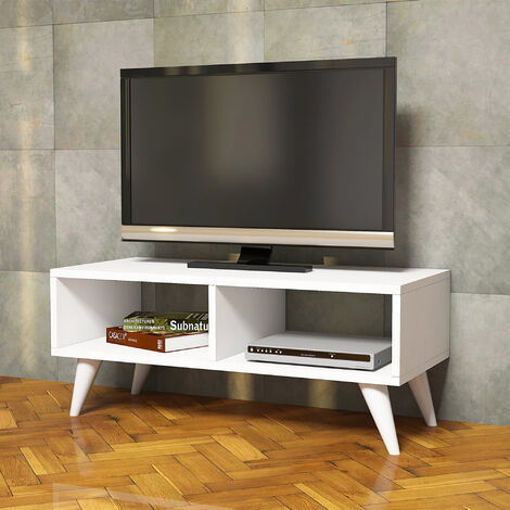 Mueble TV Aaskov aglomerado/plástico 35 x 90 x 35 cm blanco [en.casa]