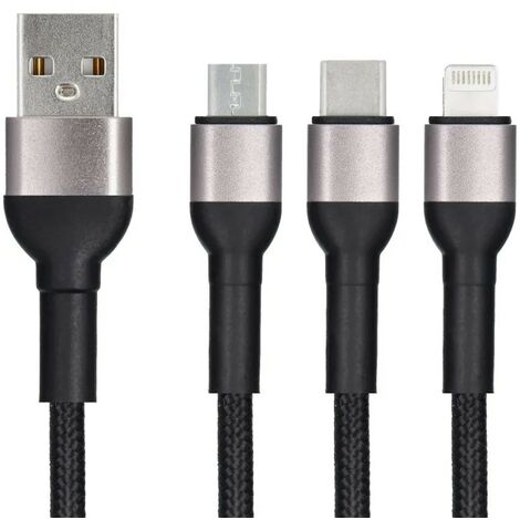 Datenkabel Blue Star – 3in1 mit Micro-USB-, USB-C- und iPhone-Buchsen