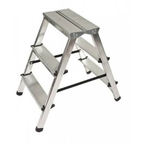 Aluleiter mit 3 rutschfesten Stufen, klappbar, Stehleiter ...