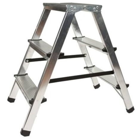 Aluleiter mit 3 rutschfesten Stufen, klappbar, Stehleiter ...