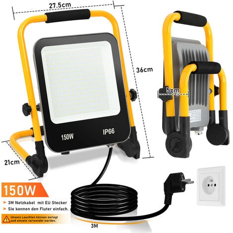 SWANEW 150W Fluter Stativ Außenbereich LED Fluter Flutlicht Baustrahler Scheinwerfer mit Stecker ...