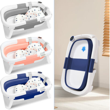 SWANEW Babybadewanne 60,5x43x20,5cmFaltbar Baby Bath Wanne Blau PP+PTE ...
