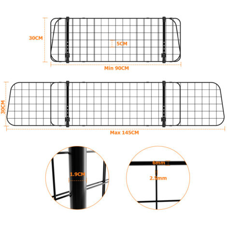 hundegitter auto verstellbare Breite verstellbar von 90-145 cm ...