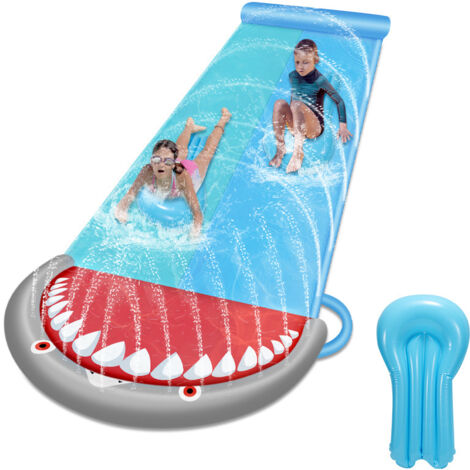 SWANEW Wasserrutsche Outdoor Sommer Rasen,550 x 145cm Hai-Stil ...