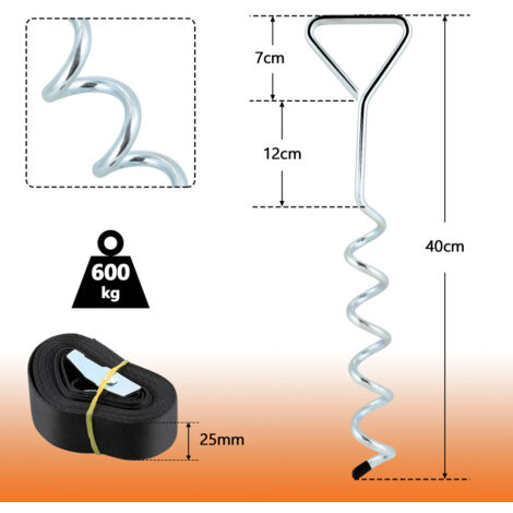 SWANEW Bodenanker für Trampolin, 4 Stück, Sturm-Anker zum Eindrehen mit ...